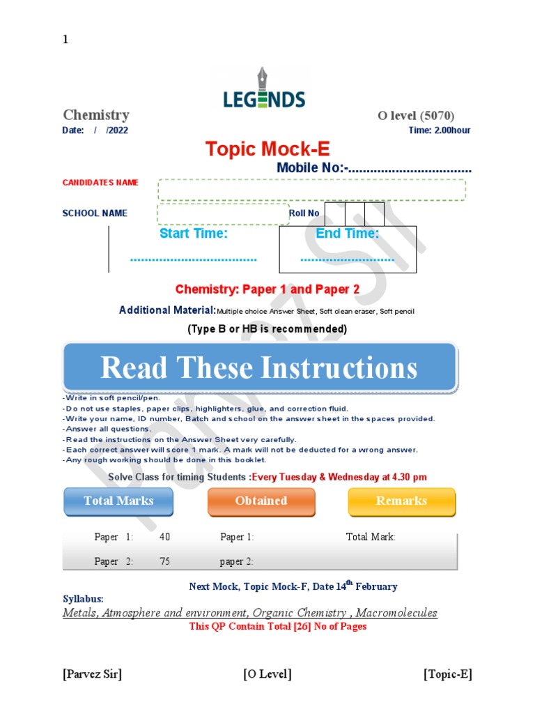 Read These Instructions: Topic Mock-E | PDF | Oxide | Aluminium