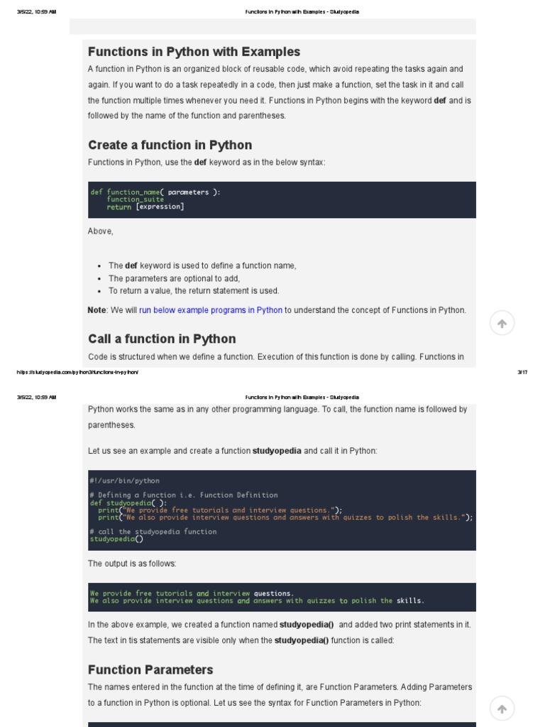 Python Functions Pdf Parameter Computer Programming Subroutine