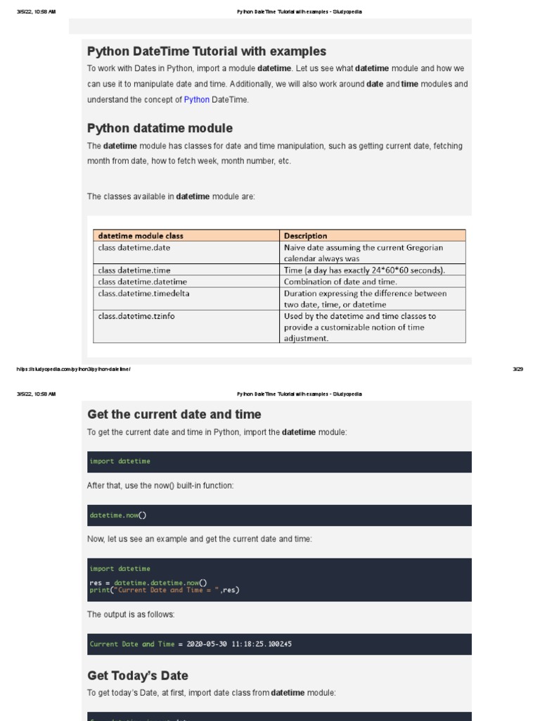 Python Datetime Tutorial Pdf Workweek And Weekend Python Programming Language