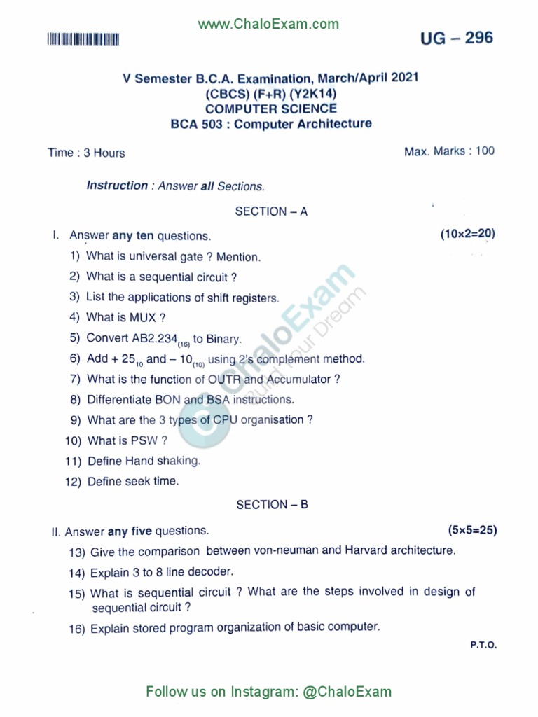V Semester B.C.A. Examination, March/April 2021 (CBCS) (F+R) (Y2K14 ...