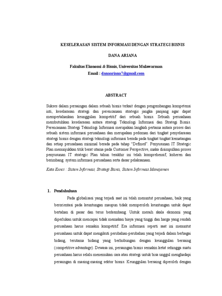 Paper Keselarasan Sistem Informasi Dengan Strategi Bisnis | PDF