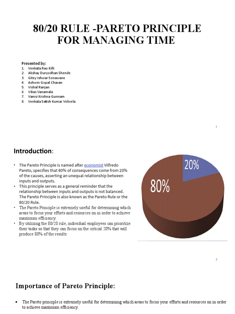 80/20 Rule - Pareto Principle For Managing Time: Presented by | PDF ...