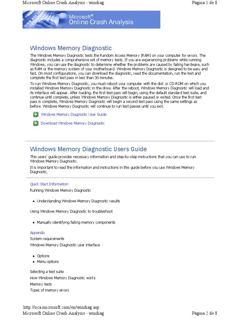 Windows Memory Diagnostic User Guide Download Windows Memory Diagnostic ...
