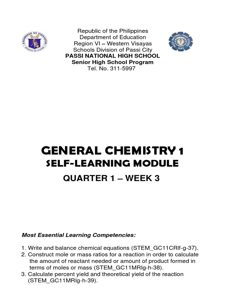 General Chemistry 1: Self-Learning Module | Download Free PDF ...