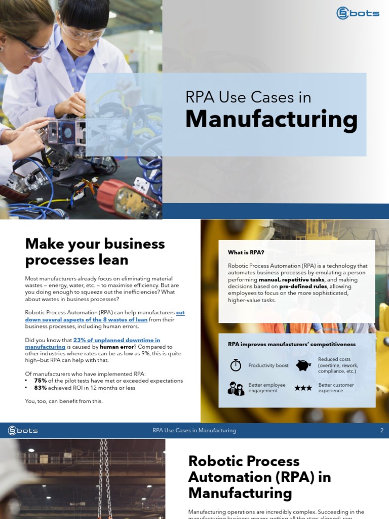 RPA Use Cases for Manufacturing Efficiency | PDF | Automation | Inventory