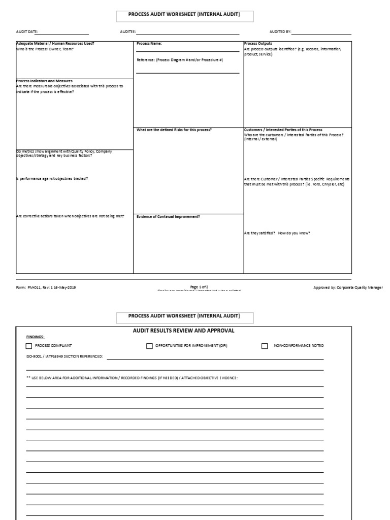 Audit Worksheet Sample | PDF | Audit | Internal Audit