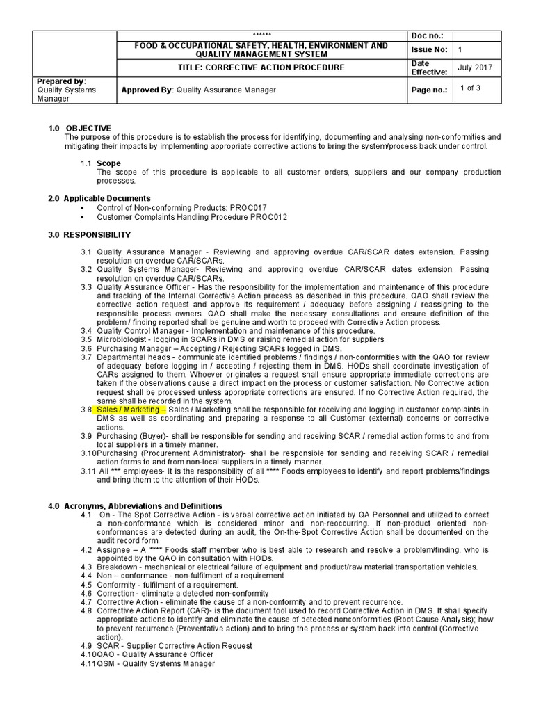 Supplier Corrective Action Procedure | PDF | Business | Business Process