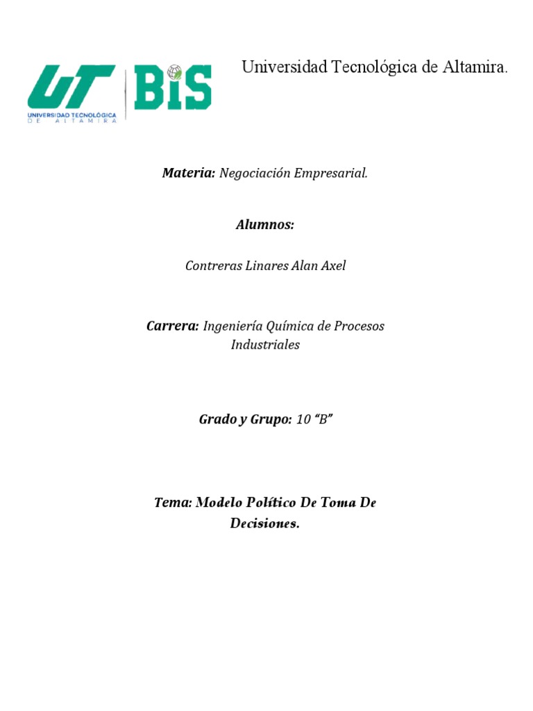 Modelo Politico | PDF | Toma de decisiones | Cognición