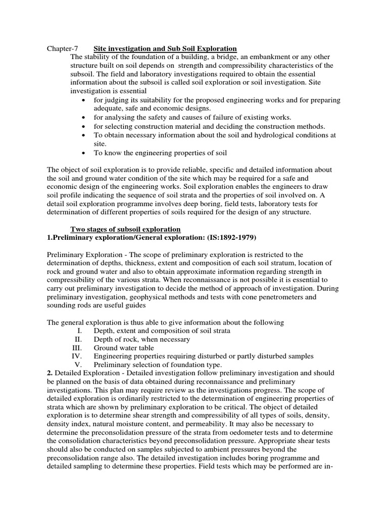 Soil Investigation and Exploration Methods | PDF | Borehole | Earth ...