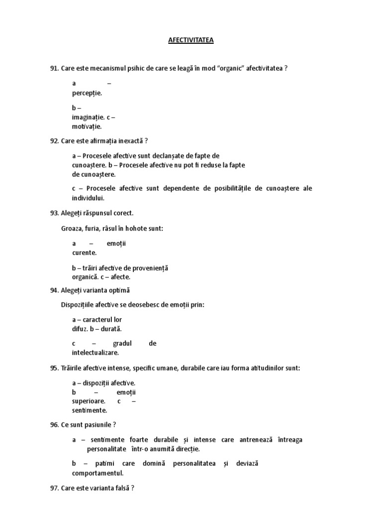 Afectivitate Personalitate | PDF