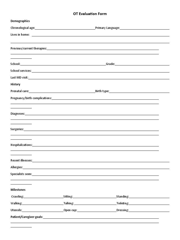 OT Evaluation Form | PDF