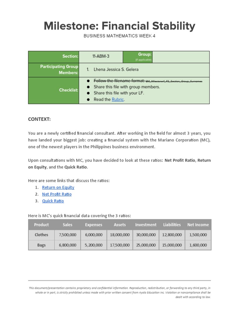 Financial Stability Activity | PDF | Equity (Finance) | Net Income