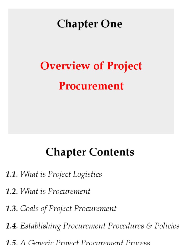 Chapter 1 Project Procurrement Introduction | PDF