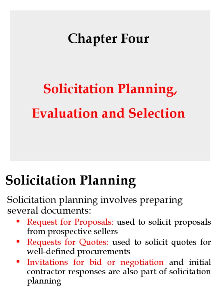 Chapter 4&5 Solicitation Planning, Evaluation & Selection | Download ...