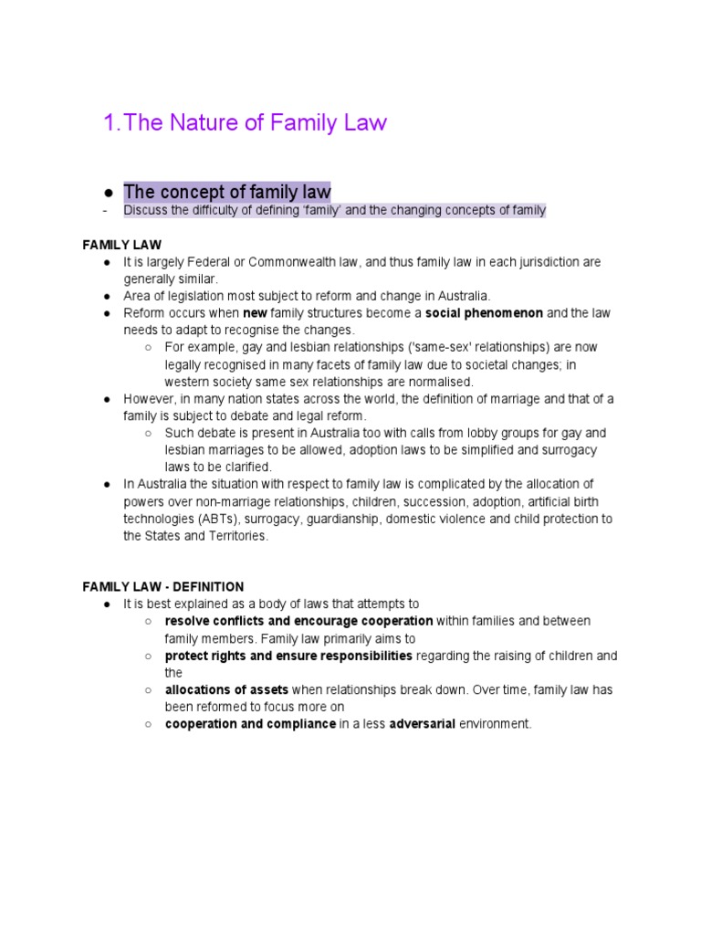 Family Law Notes | PDF | Family | Marriage