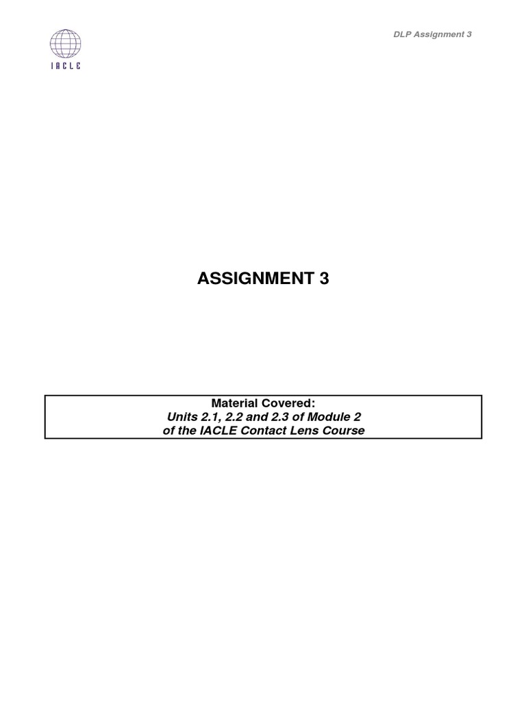 Assignment 3: Units 2.1, 2.2 and 2.3 of Module 2 of The IACLE Contact ...
