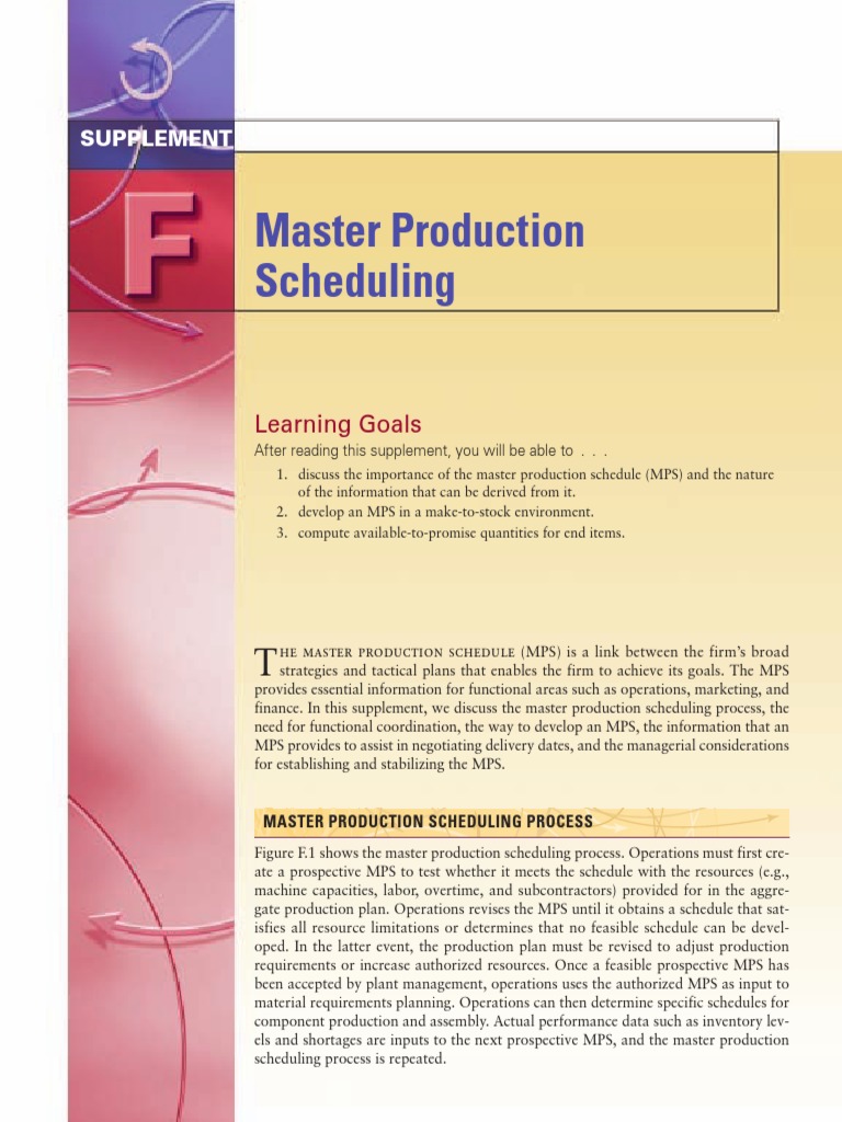 Master Production Scheduling | PDF | Inventory | Business Process