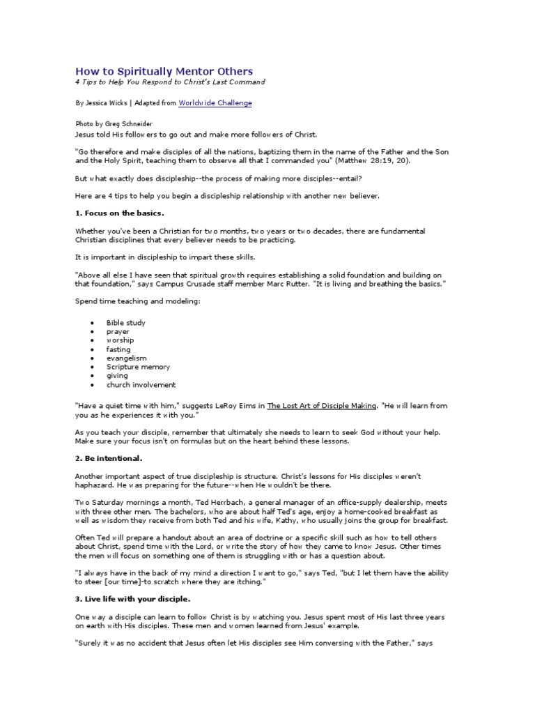 How To Spiritually Mentor Others | PDF | Disciple (Christianity) | Jesus