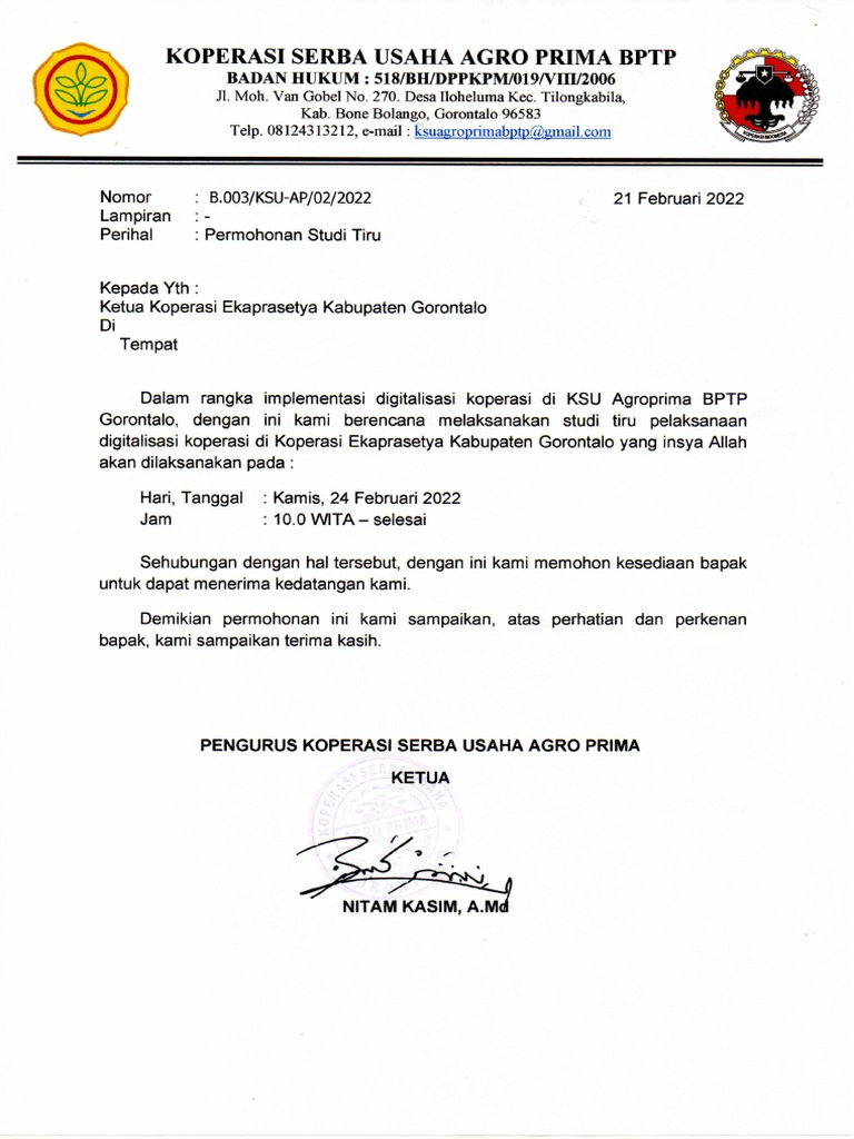 Surat Permohonan Studi Tiru | PDF