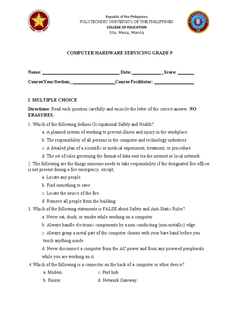 ICT 2 3 - Group 3 - TOS and Test | PDF | Personal Protective Equipment ...