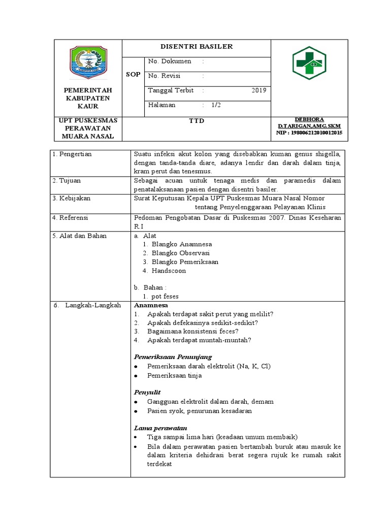SOP Disentri Basiler | PDF