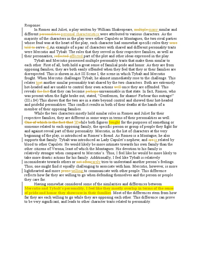 Comparing the Similar Yet Different Personality Traits of Mercutio and ...