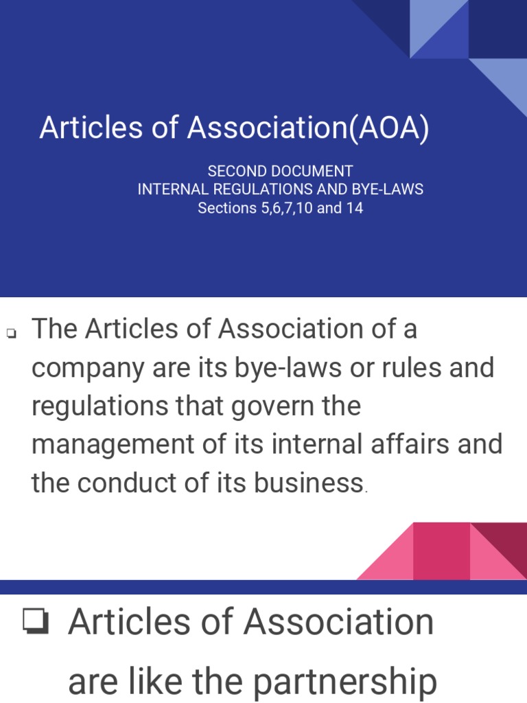 Articles of Association (AOA) | PDF