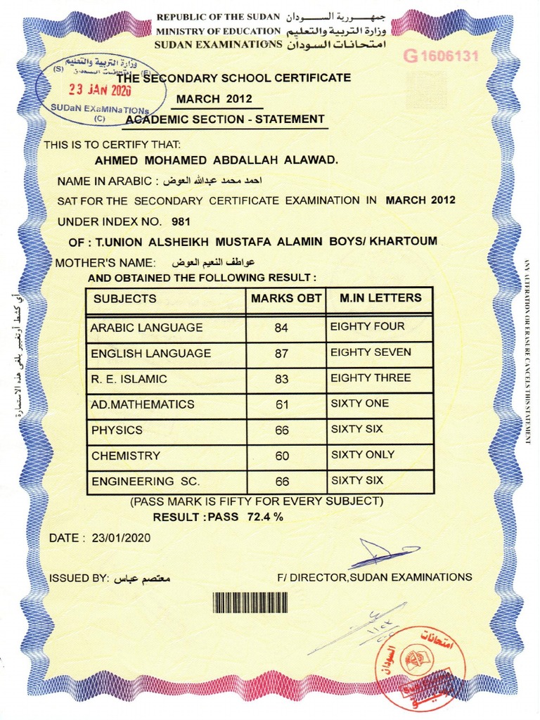 Secondary School Certificate | PDF