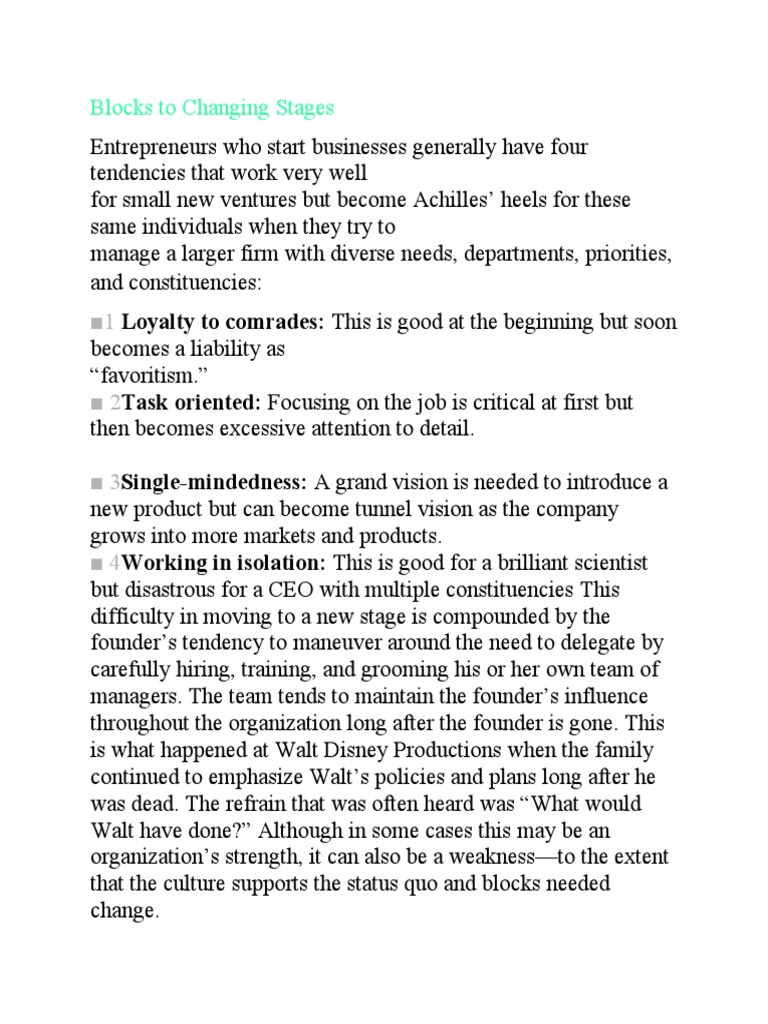 Blocks To Changing Stages | PDF