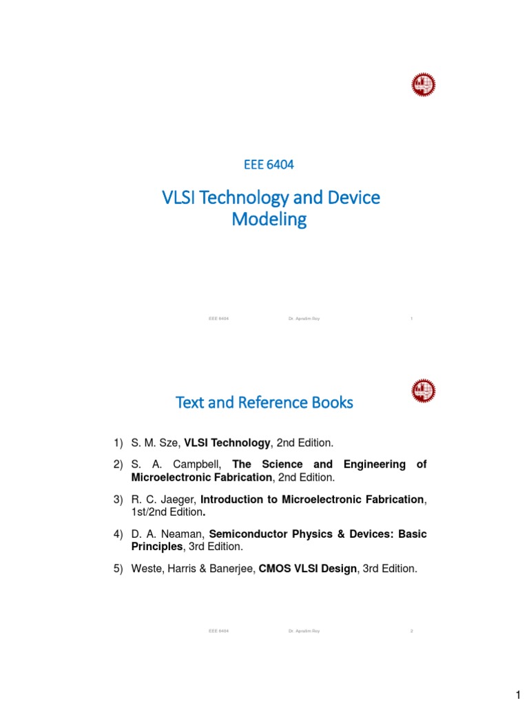 VLSI Technology and Device Modeling: Text and Reference Books | PDF ...