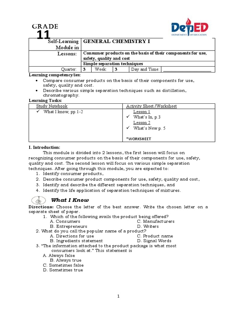 General Chemistry1 Quarter3 Module3 | PDF | Mixture | Filtration