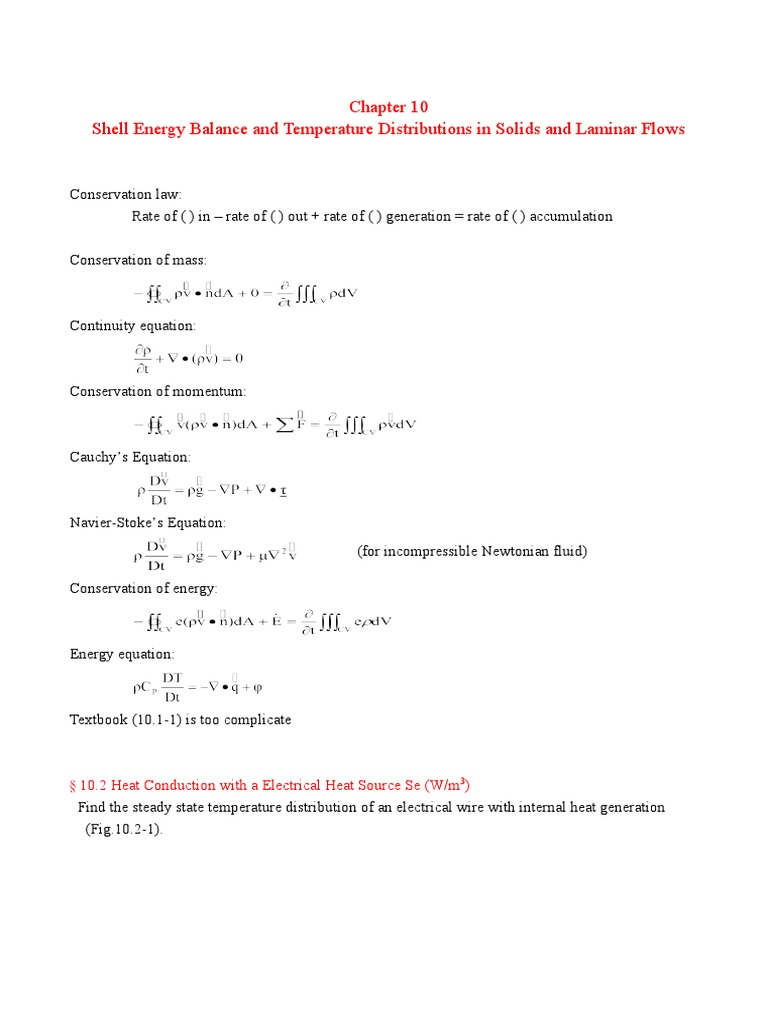 Shell Energy Balance and Temperature Distributions in Solids and ...