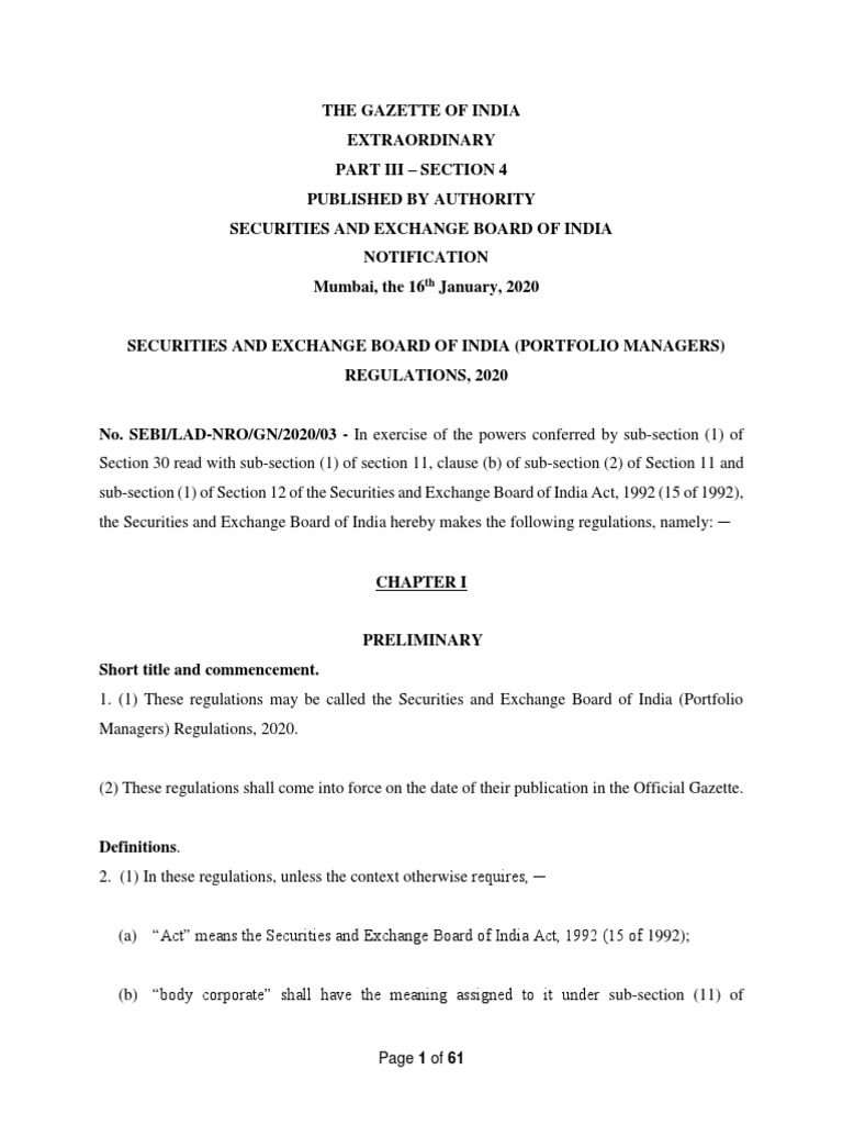 An Analysis of the New Securities and Exchange Board of India ...