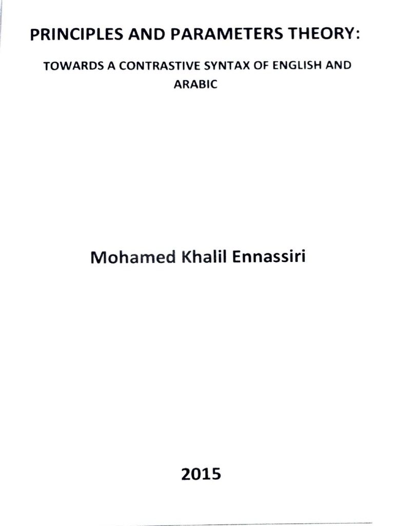 Principles & Parameters Theory - Towards A Contrastive Syntax of English and Arabic-Compressed ...