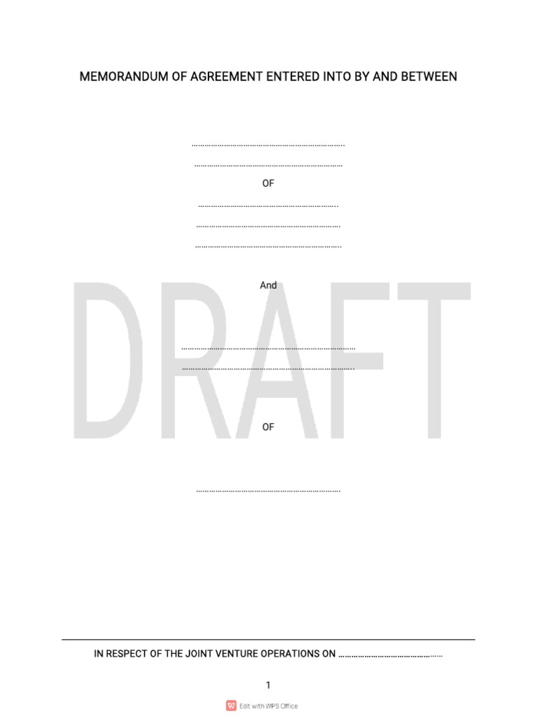 Joint Venture Template Final | PDF