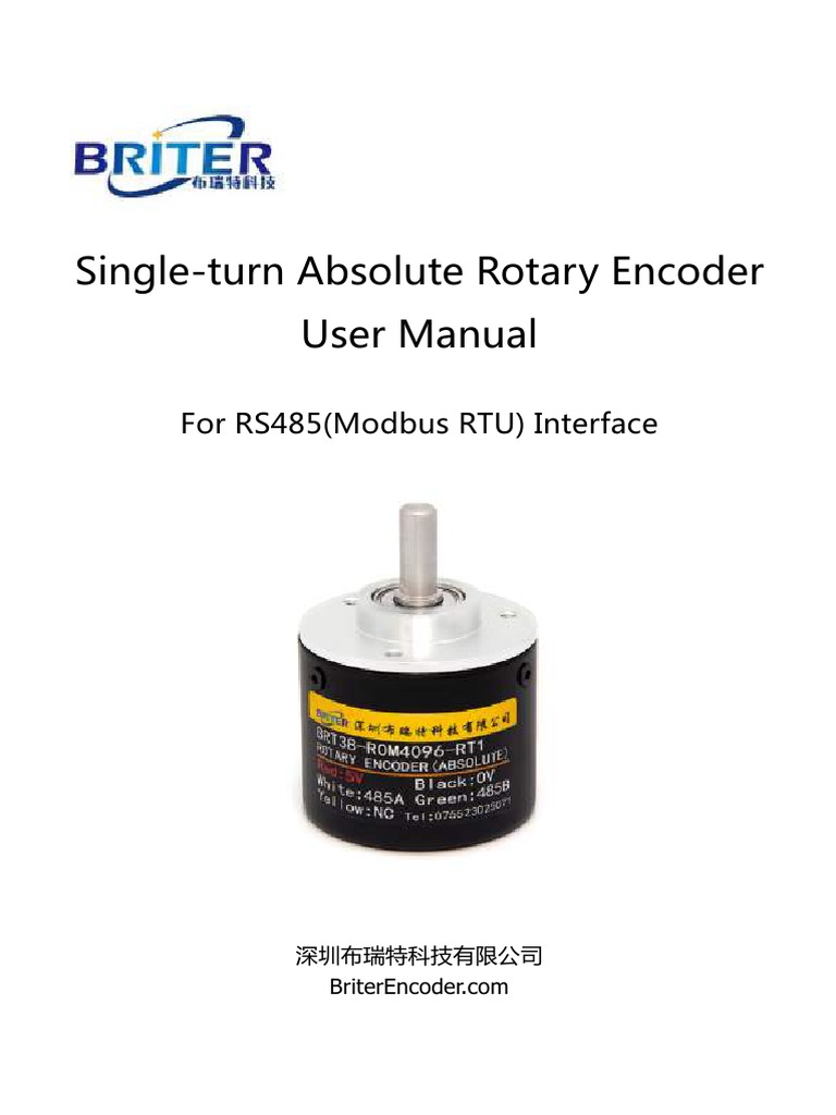 Single-Turn Absolute Rotary Encoder User Manual: For RS485 (Modbus RTU) Interface | PDF ...