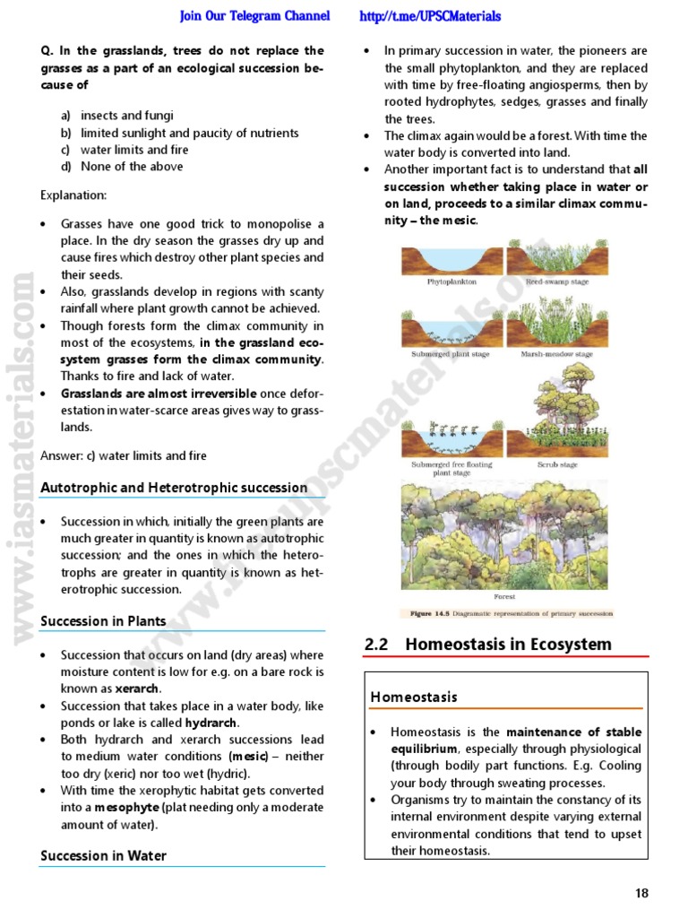 2.2 Homeostasis in Ecosystem: Autotrophic and Heterotrophic Succession ...