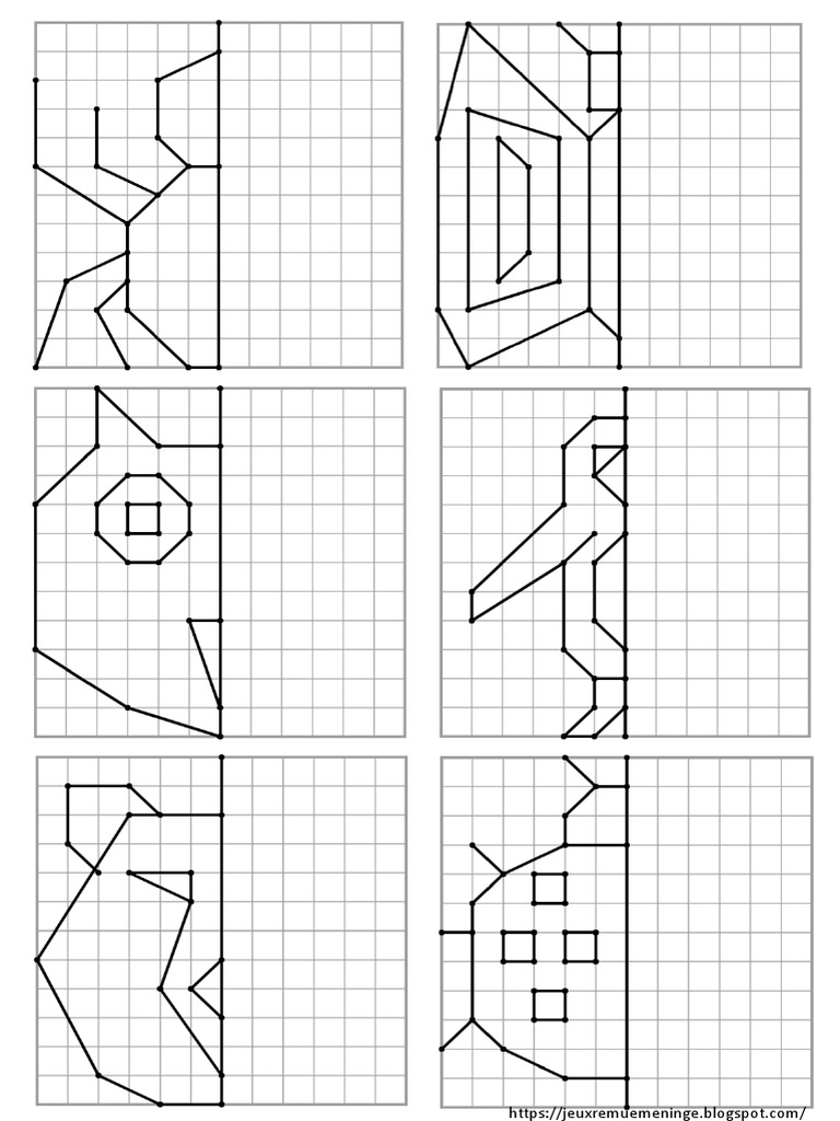 Symetrie-Geometrie-Quadrillage-Cycle 2-Cycle 3-Animaux-Remue-Meninge | PDF