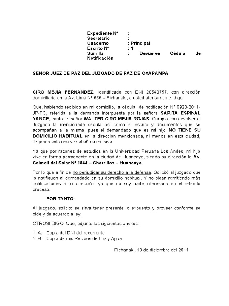 Devolucion de Cedula | PDF