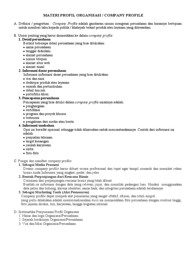 Materi Profil Organisasi Dan Proker Humas, 1 | PDF