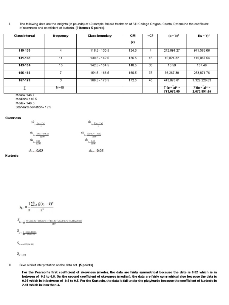 Class Interval Frequency Class Boundary CM (X) CF: SK SK SK SK SK SK SK ...