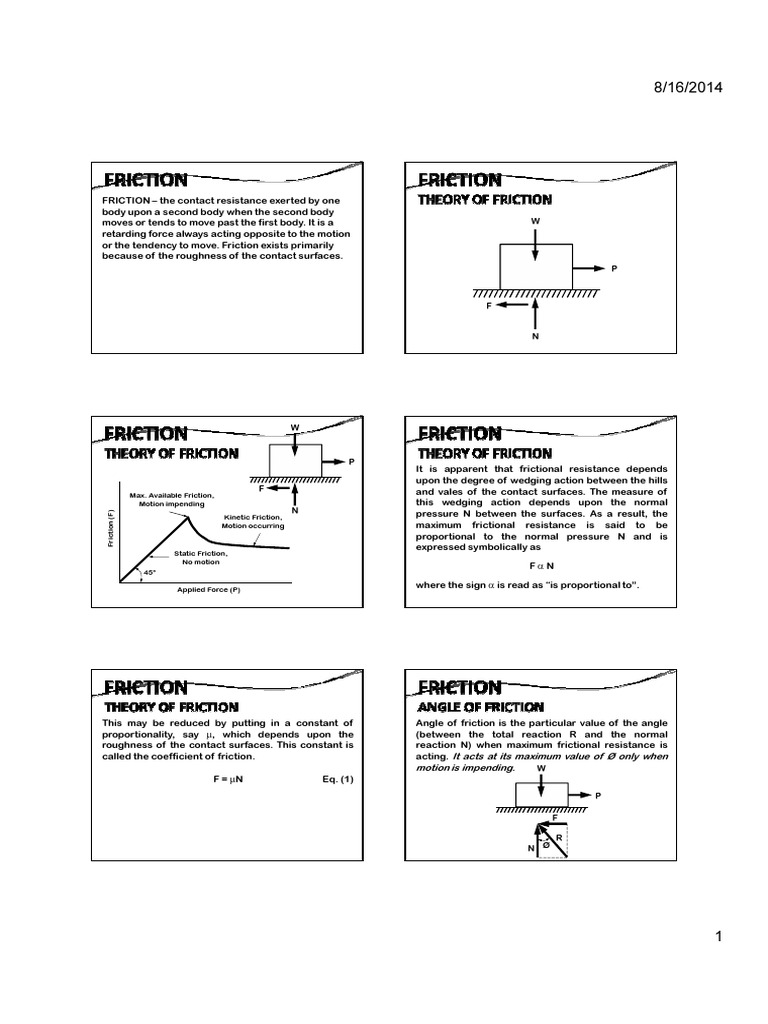 Lecture Statics - Part 4 - Friction | PDF | Friction | Force