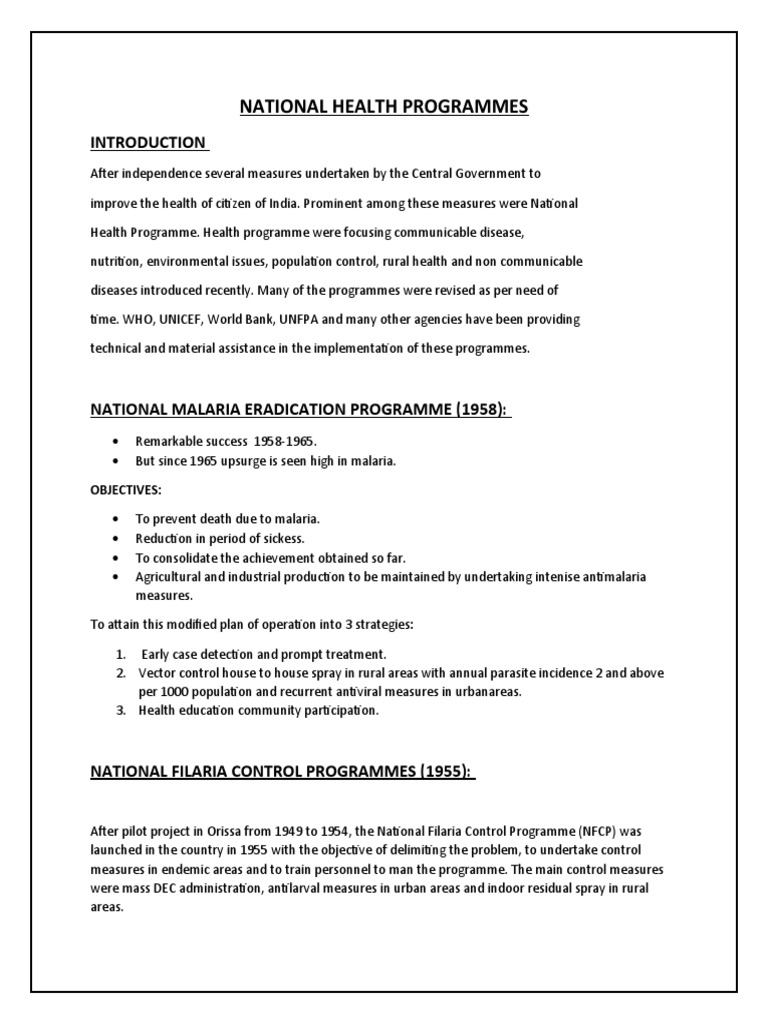 National Health Programmes | PDF | Tuberculosis | Leprosy