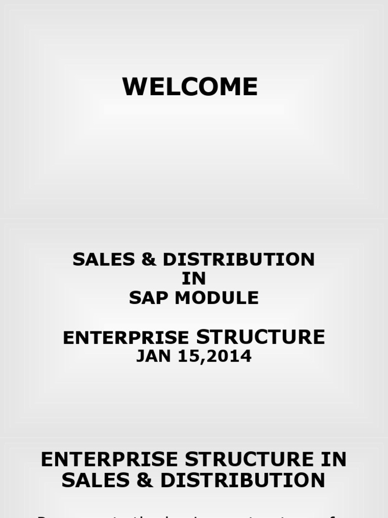 SAP SD Enterprise Structure Overview | PDF | Sales | Logistics