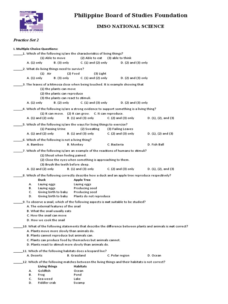 Philippine Board of Studies Foundation: Imso National Science | PDF ...