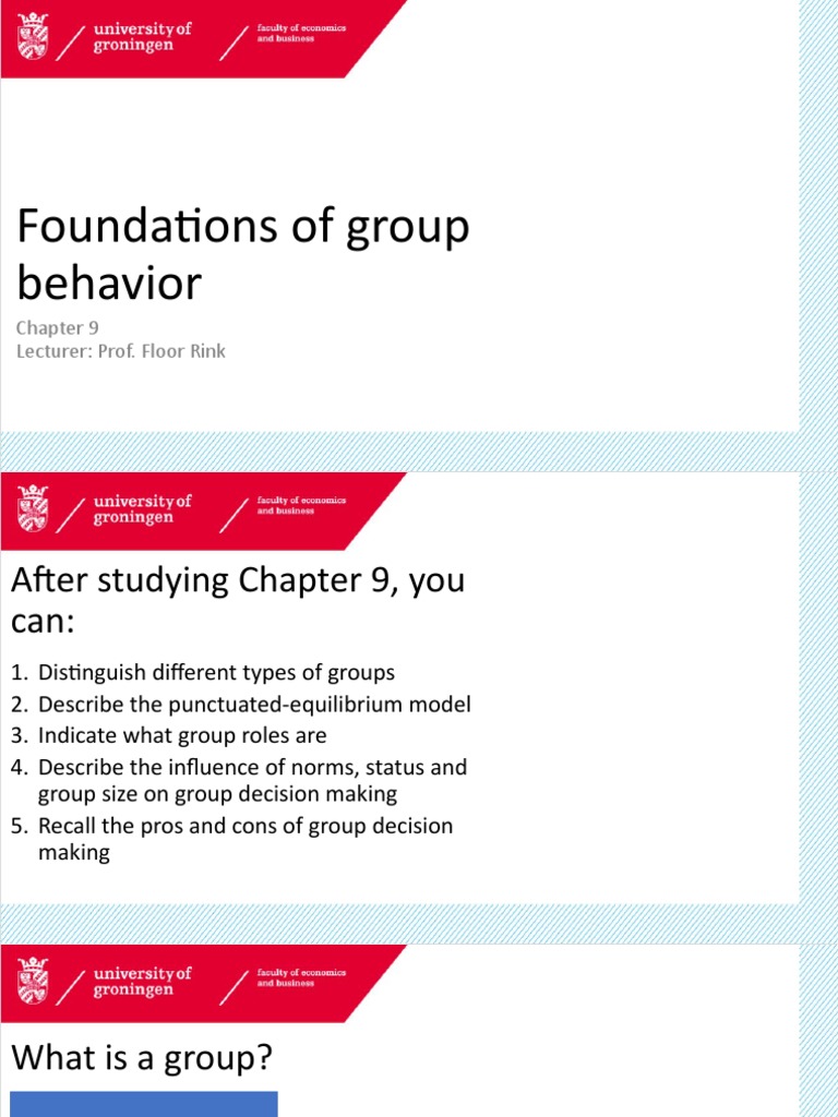 Foundations of Group Behavior: Lecturer: Prof. Floor Rink | PDF | Conformity | Cognition