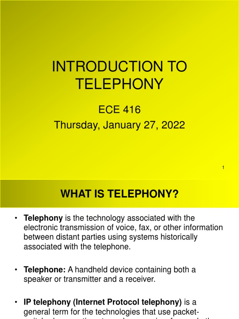 Introduction To Telephony | PDF | Telephone | Telephone Exchange