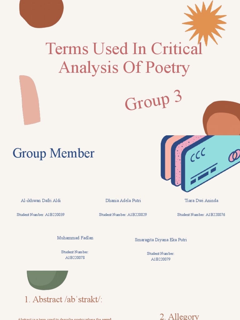 Terms Used in Critical Analysis of Poetry: Group 3 | Download Free PDF ...