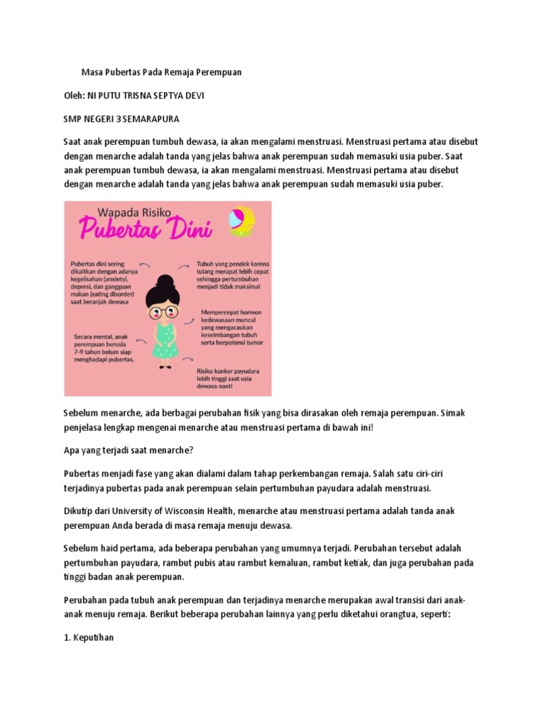 Panduan Pubertas Remaja Perempuan | PDF