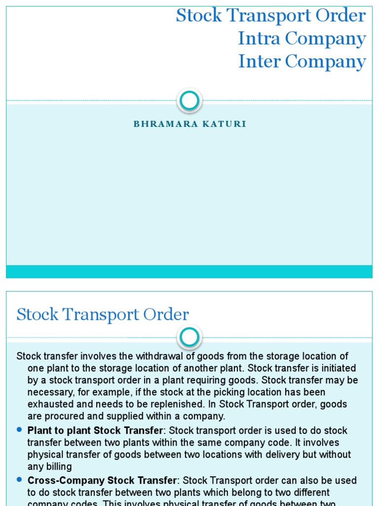 Stock Transport Order | PDF | Receipt | Invoice